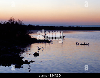 Kenya, Nyanza Province, Lake Victoria. Luo fishermen in their brightly ...