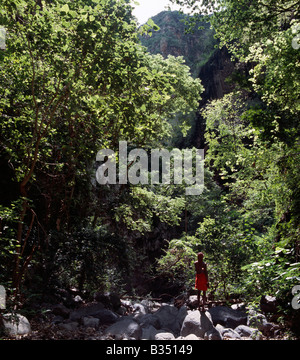 Kenya, Marsabit, Mount Kulal. A Samburu homeguard looks out over the ...