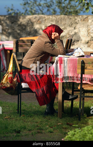 Turkish woman reading a newspaper, Trabzon, Turkey Stock Photo - Alamy