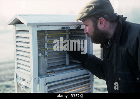 weather monitoring station with stevenson screen rain gauge and ...