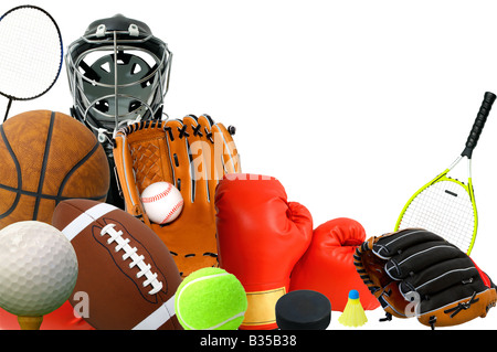 This is an arrangement of several sports items Stock Photo - Alamy