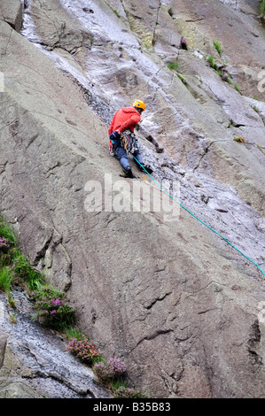 Climber at Cwm Idwal on the slabs Ogwen north Wales Uk Stock Photo - Alamy