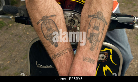 37 year old male scooter enthusiast with Lambretta and Vespa tattoos ...