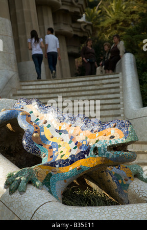 Sculpture of a dragon designed by Antoni Gaudi, Barcelona Spain Stock ...