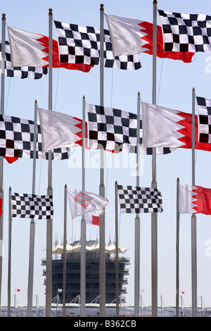 2008 Bahrain F1 Formula 1 Grand Prix Drivers trophies stand on the ...