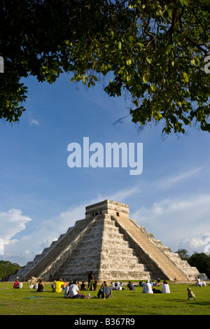 El Castillo maya pyramid during summer solstice with the snake shadow ...