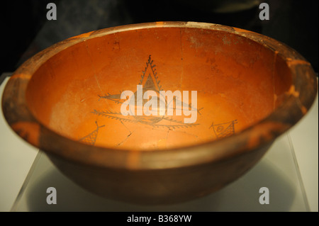 Pottery Bowl decorated with fish and human mask unearthed in 1955 from ...
