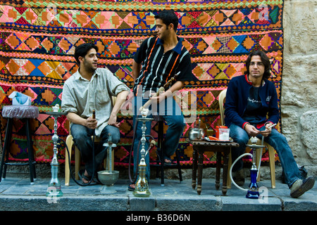 Young Syrian Men Smoking Nargilehs in the Old City in Damascus Syria ...