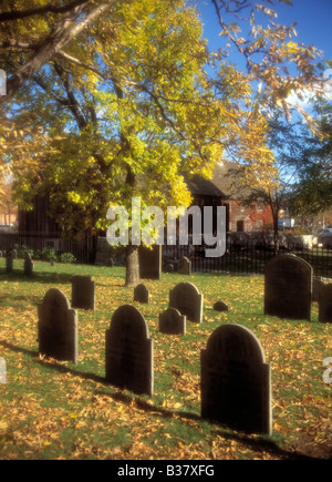 USA, Massachusetts, Salem, Old Burying Point Cemetery, gravestone ...
