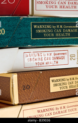 Health Warnings on Cigarette Packets Stock Photo - Alamy
