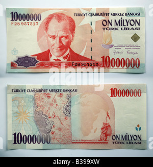 Turkish money design with one dollar bills on white surface and ...