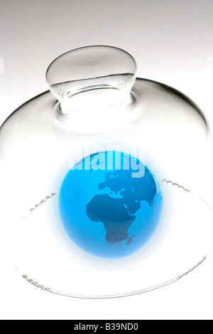 blue sphere little planet inside green grass round frame background ...