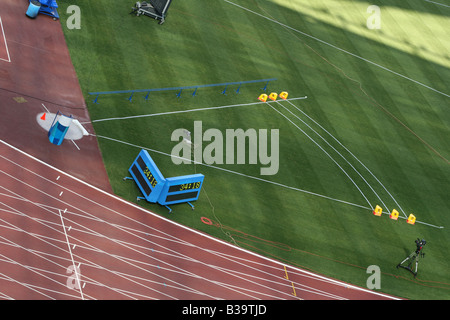 Shot Put field and track lanes empty detail from stadium Stock Photo ...