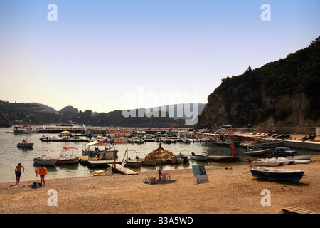 Alipa beach and harbour, Palaiokastritsa, Paleokastritsa, western Corfu ...