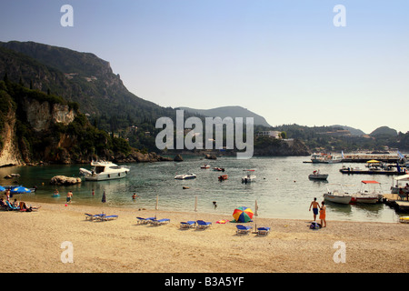 Alipa beach and harbour, Palaiokastritsa, Paleokastritsa, western Corfu ...