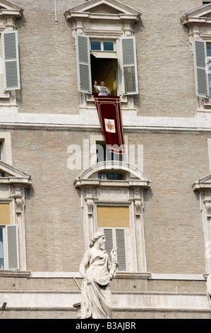 The Pope giving a blessing from a window in Vatican City, Rome, Italy ...