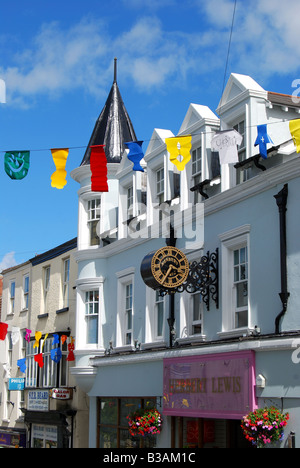 street of shops, chepstow town centre, monmouthshire, south wales, uk ...