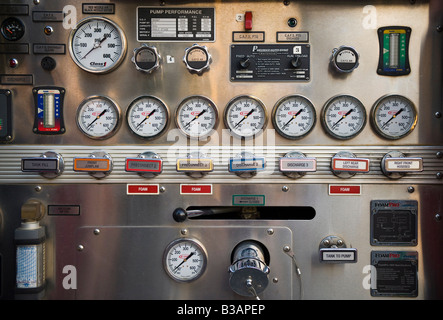 Fire Truck, Pump & Gauges, fire engine Stock Photo - Alamy