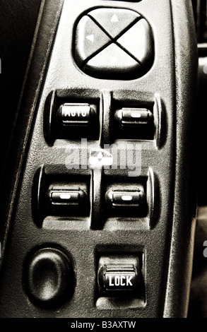 Car interior detail. Closeup of controls on the door Stock Photo - Alamy