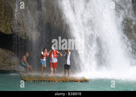 Tourists rafting below the falls on Kawasan river near Badian in ...