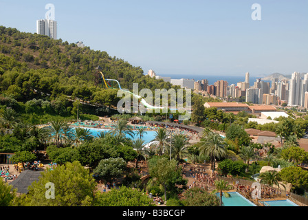 Aqualandia water park and Benidorm skyline from Mundomar, Benidorm ...
