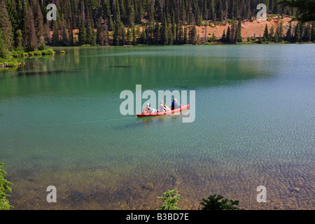 A canoe and a view of Devil s Lake along the Cascade Lakes Highway near ...