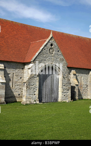 Somerset Pilton Tithe Barn on Worthy Farm at Pilton, the historic stone ...
