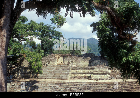 Temple at the Acropolis at the Copan Mayan Ruins, Copan Ruinas ...