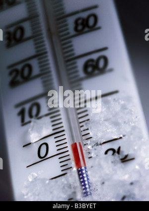 frozen outdoor thermometer Stock Photo - Alamy