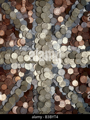 British coins in shape of Union Jack Stock Photo - Alamy