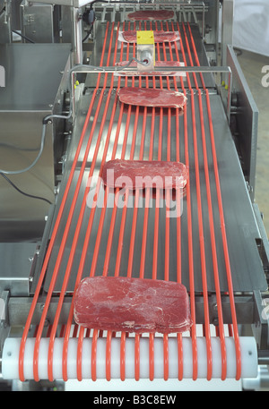 Industrial equipment at a meat factory. Meat processing plant. Meat ...