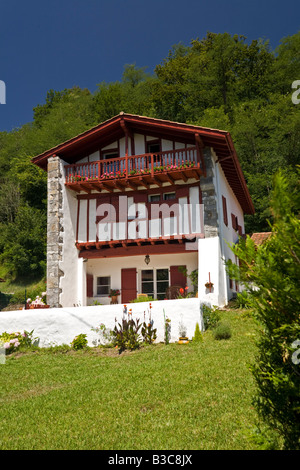 Typical basque architecture red house, Biarritz. Aquitaine, french ...