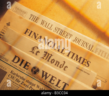 Still life. Various newspapers of the World Stock Photo - Alamy