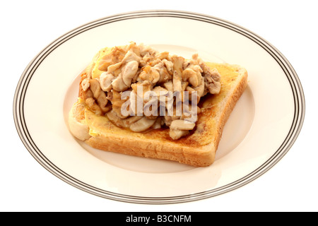 Tinned Healthy Fish Cod Roe On Toast Meal Isolated Against A White ...