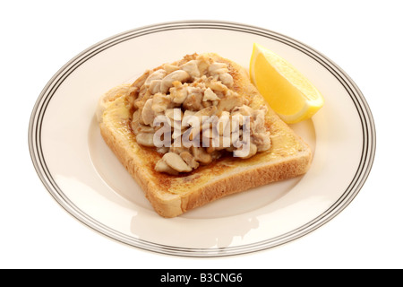 Tinned Healthy Fish Cod Roe On Toast Meal Isolated Against A White ...