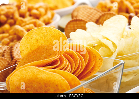 Assorted snacks, close-up Stock Photo - Alamy