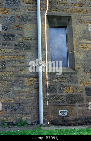 a shiny new copper lightning conductor on a church Stock Photo - Alamy