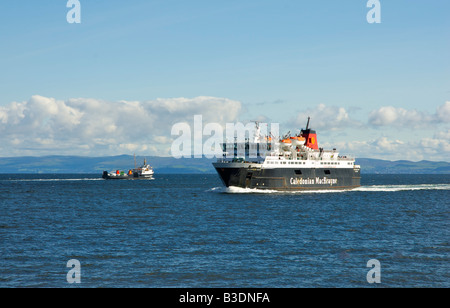 Car ferry from Ardrossan, approaching quay at Brodick, Isle of Arran ...