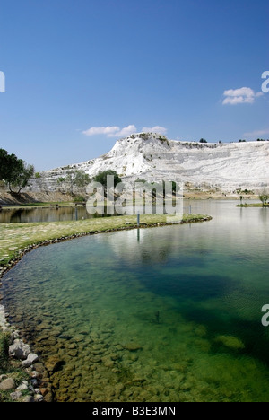 THERMAL SPRINGS TRAVERTINE POOLS LIMESTONE TERRACES PAMUKKALE TURKEY ...