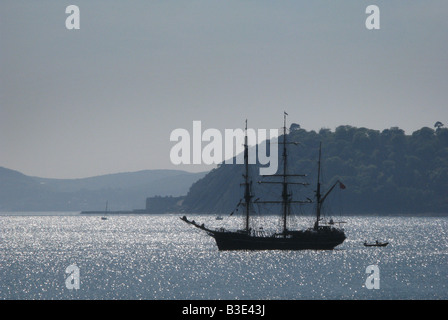 Anchored Tall ship Plymouth Sound Plymouth Devon England Stock Photo ...