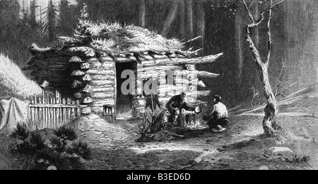 geography / travel, USA, people, trapper, horse, dog, 19th century ...