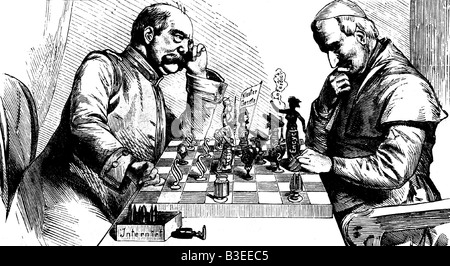 German Chancellor Bismarck and the Pope playing a strategic game of ...