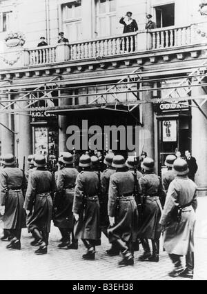 Occupation of Denmark, 1940 Marching German soldiers, 1940 Stock Photo ...