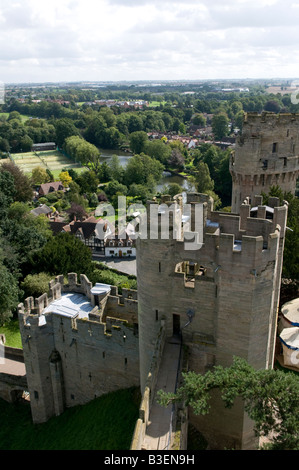 Aerial view of ramparts of Warwick Castle, England Stock Photo - Alamy