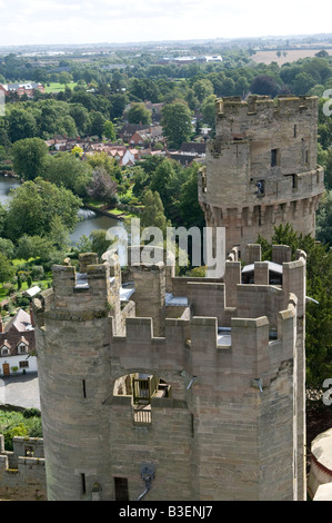 Aerial view of ramparts of Warwick Castle, England Stock Photo - Alamy
