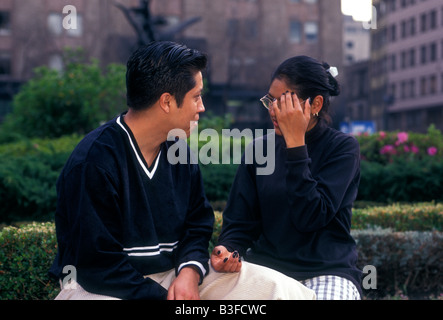 Mexicans, young couple, boyfriend and girlfriend, Plaza de la ...