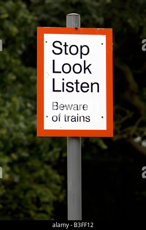 stop look listen sign Stock Photo - Alamy