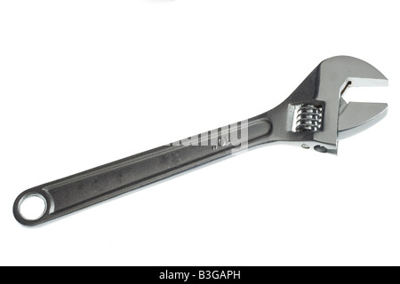Adjustable screw wrench over white background Stock Photo - Alamy