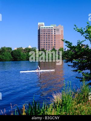 8 man sculls on the Charles River, Cambridge, Massachusetts, late ...
