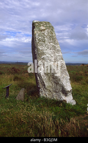 The Longstone standing stone St Breock Downs Cornwall Stock Photo - Alamy